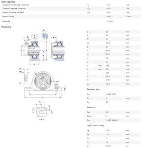 SY 20 TF SKF litinové stojaté těleso s ložiskem zajištěným na červíka ...